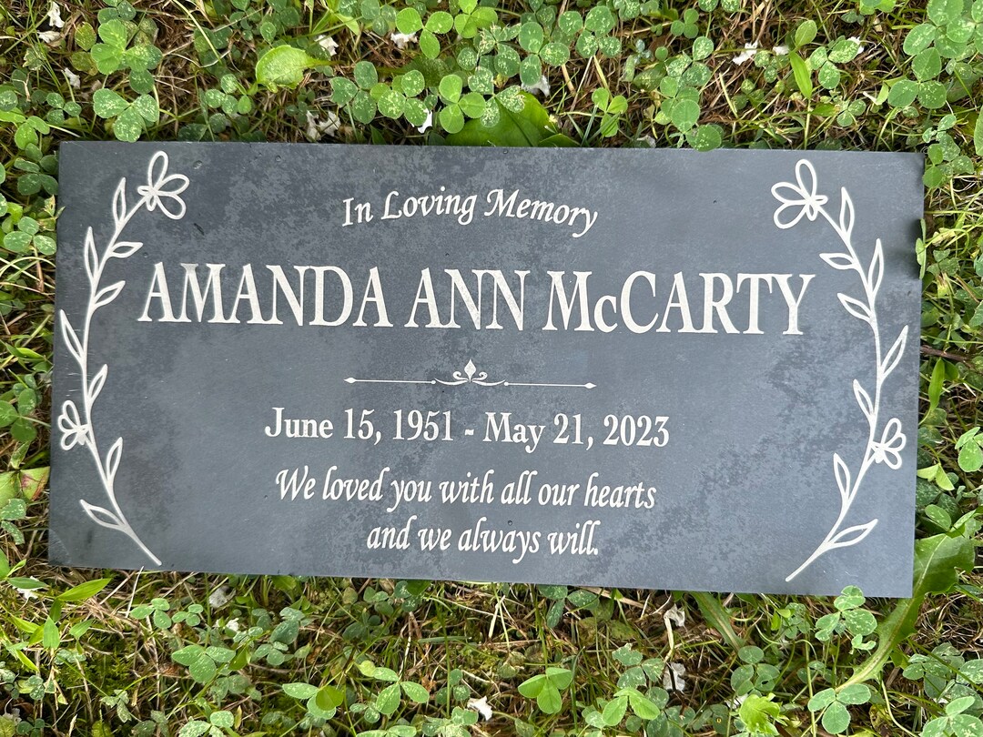Custom Memorial Stone Gray Slate, Personalized in Loving Memory ...