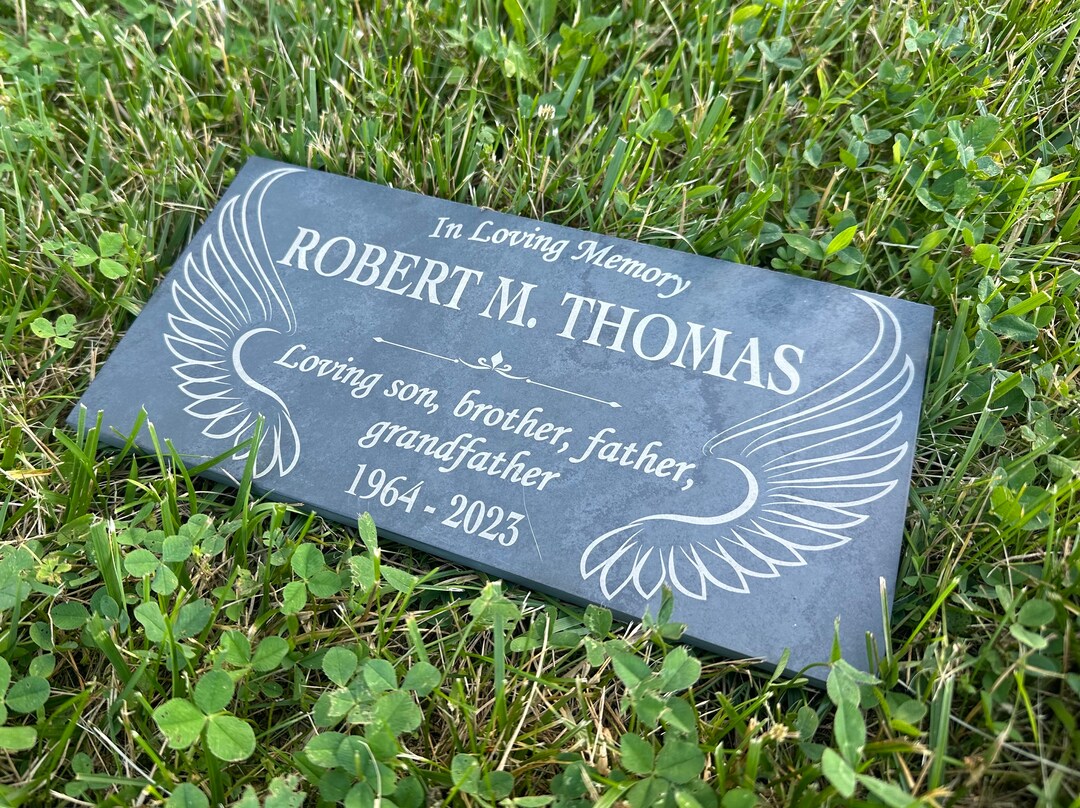 Custom Memorial Angel Wings Jesus Christ Stone Personalized Garden ...