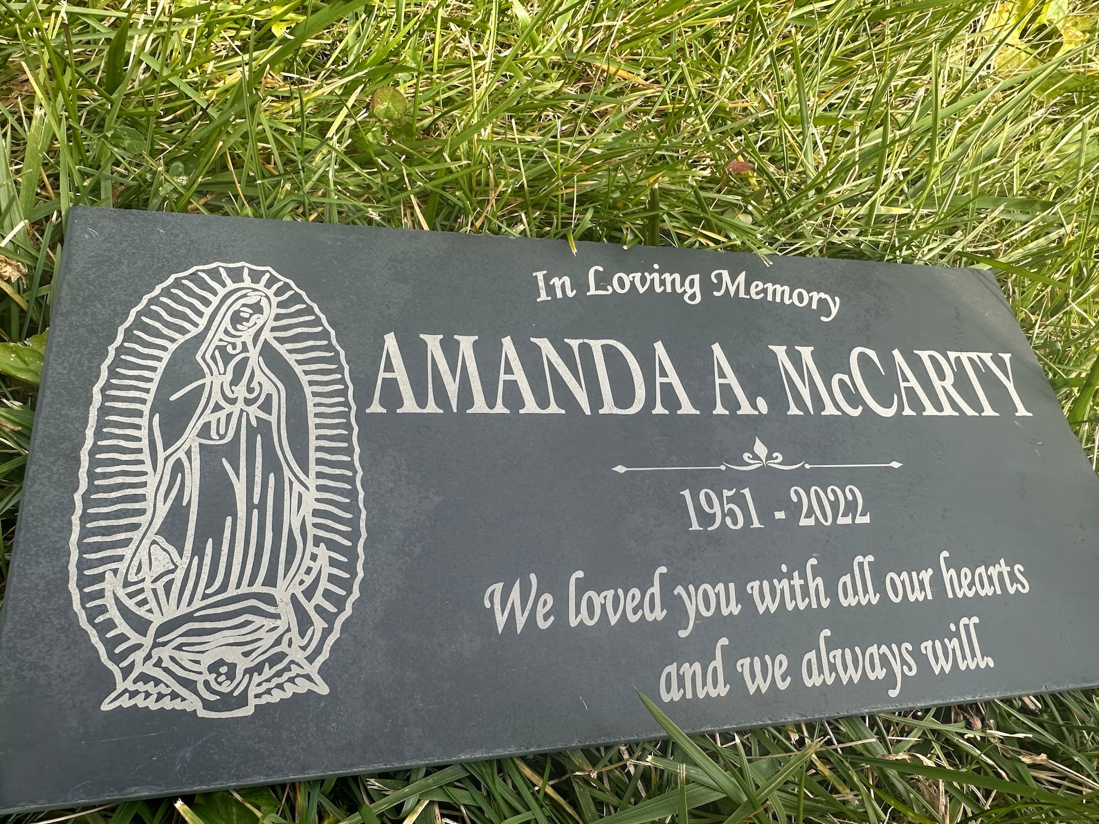 Memorial Stone Gray Slate for Mom Dad, Personalized in Loving Memory ...