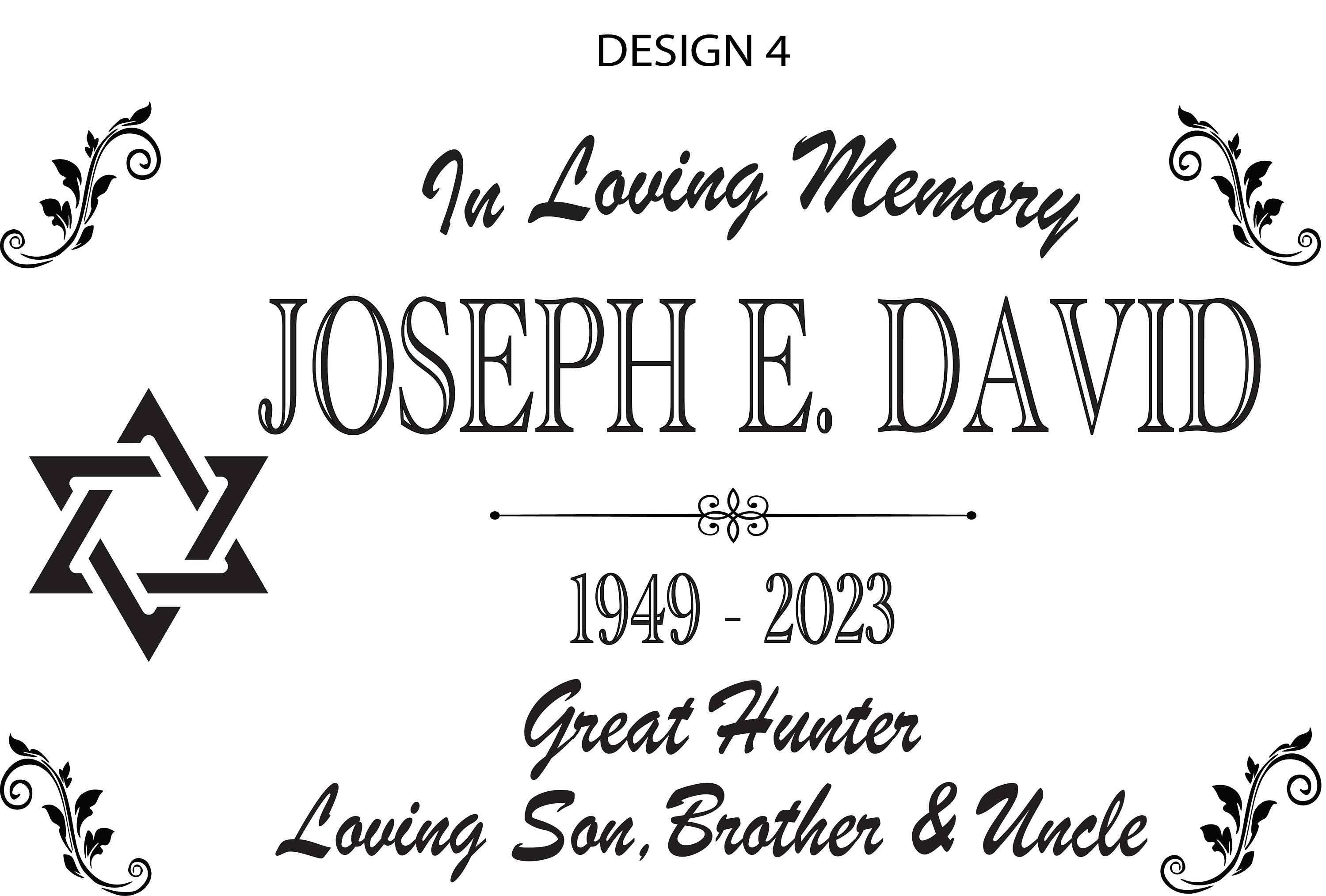 Custom Jewish Memorial Stone Black Granite, Jewish Jew Personalized ...