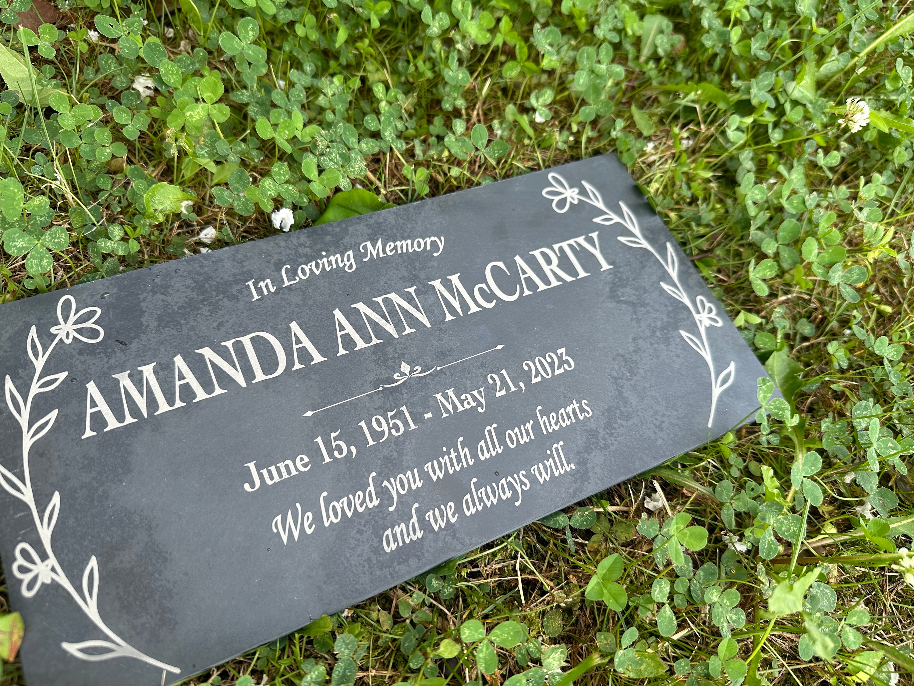 Custom Memorial Stone Gray Slate, Personalized in Loving Memory ...