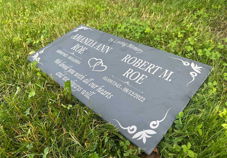 Memorial Stone Gray Slate for Mom Dad, Personalized in Loving Memory ...