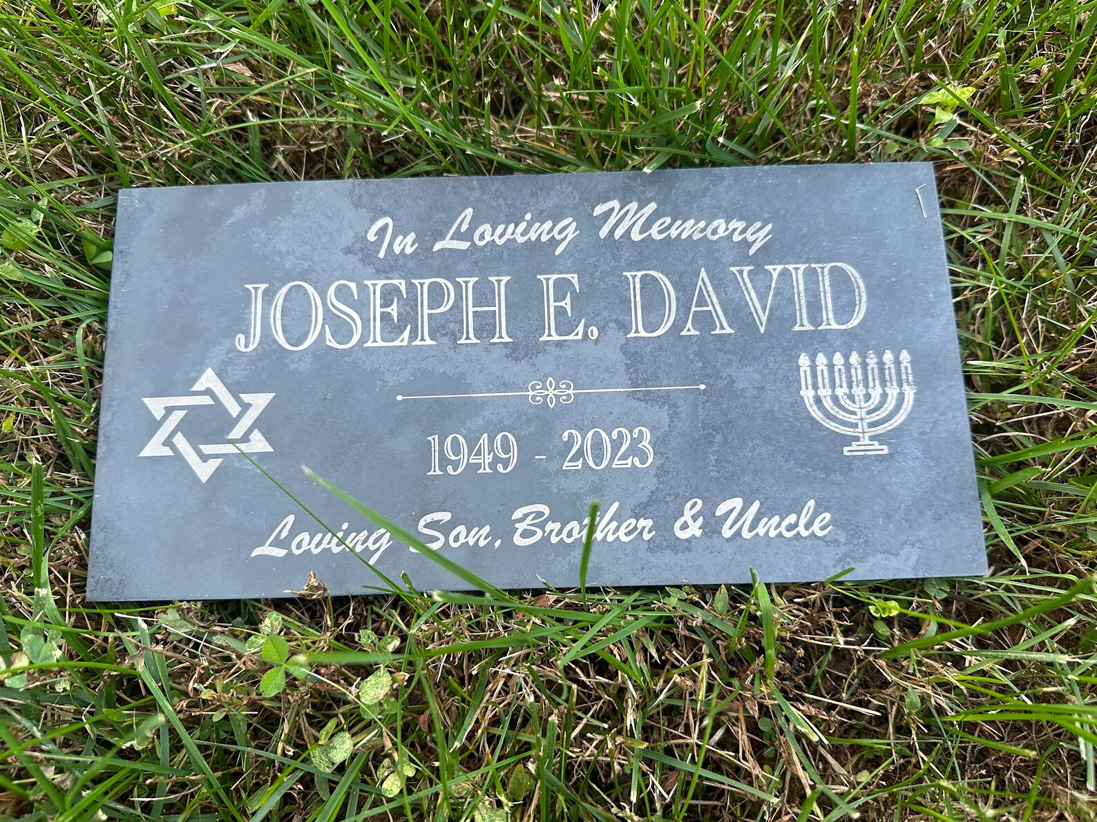 Custom Jewish Memorial Stone Gray Slate, Jewish Jew Personalized ...