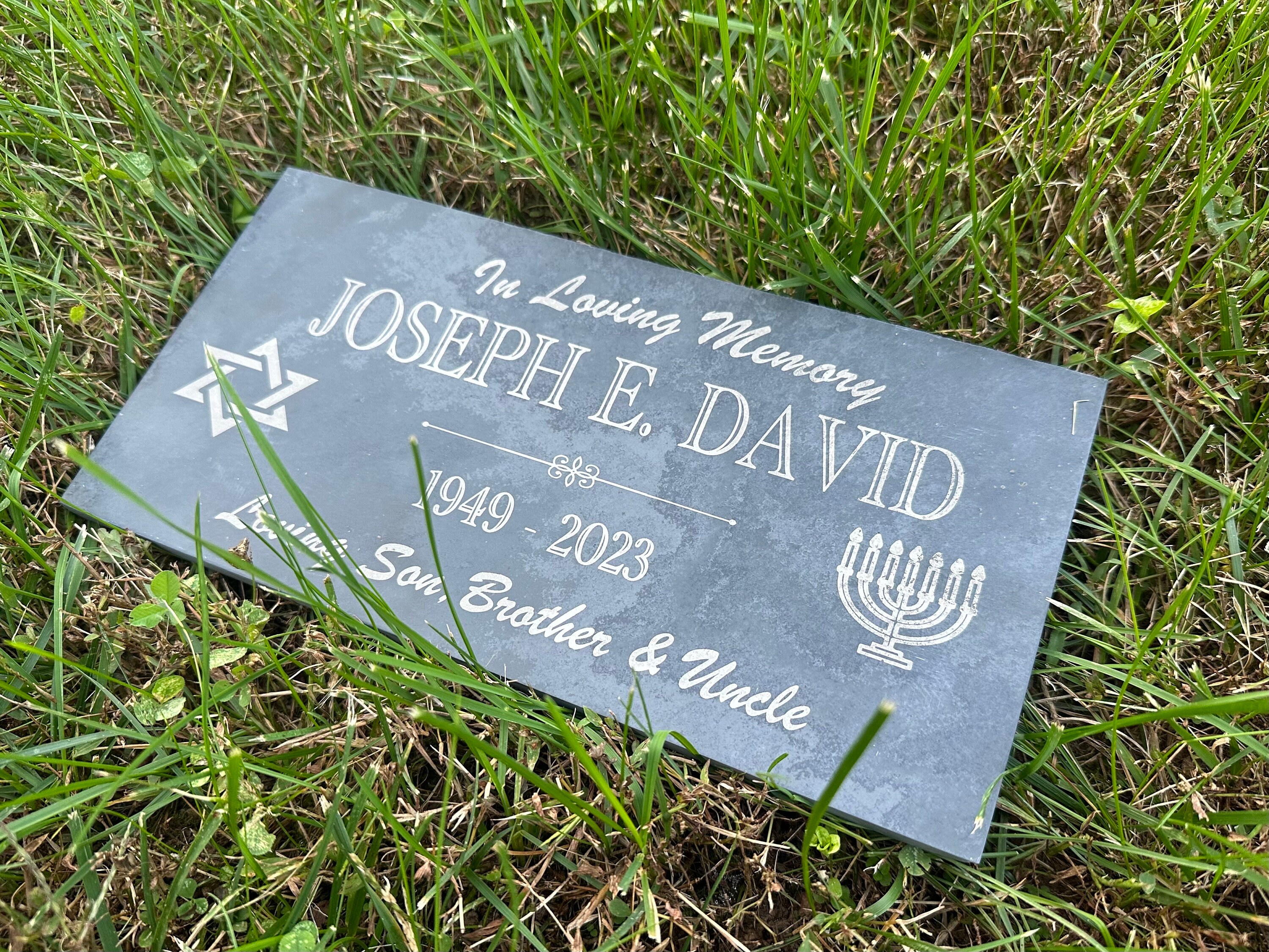 Custom Jewish Memorial Stone Gray Slate, Jewish Jew Personalized ...
