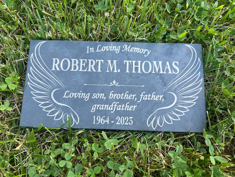 Custom Memorial Angel Wings Jesus Christ Stone Personalized Garden ...