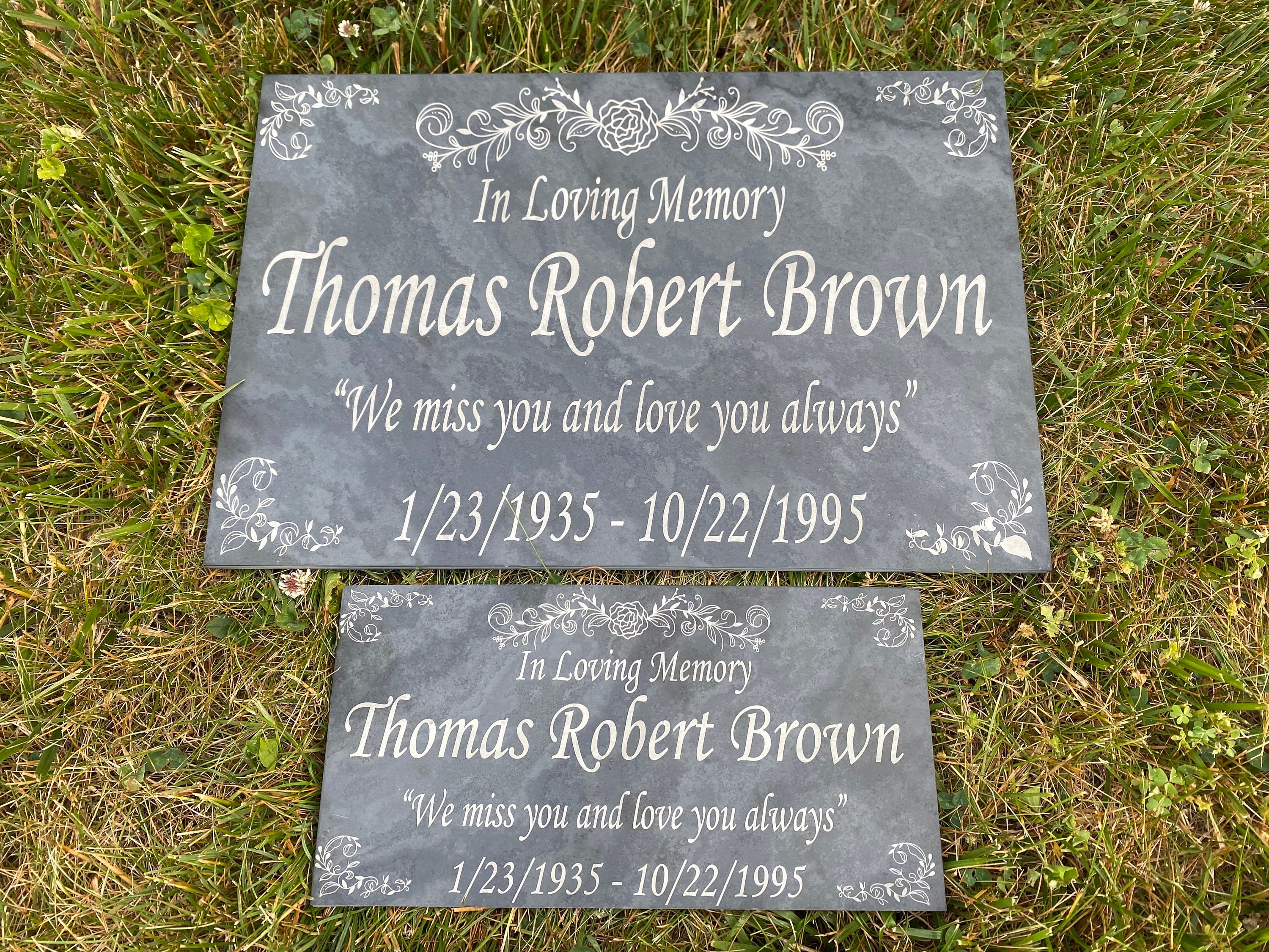 Memorial Stone Gray Slate for Mom Dad, Personalized in Loving Memory ...