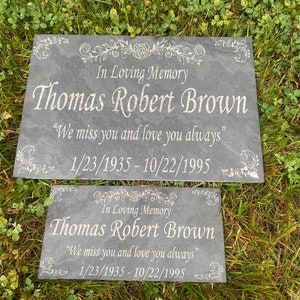 Memorial Stone Gray Slate for Mom Dad, Personalized in Loving Memory ...