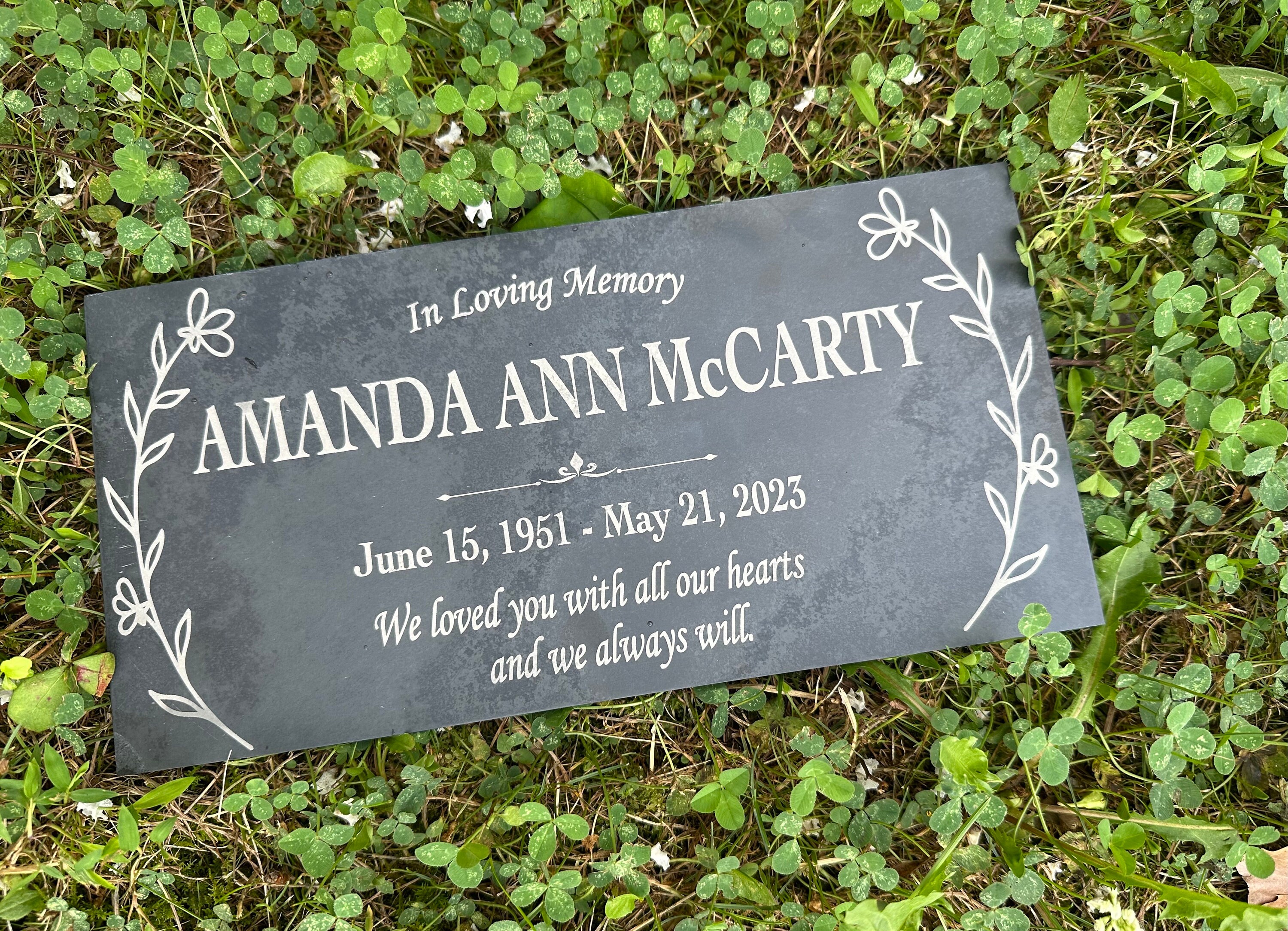 Custom Memorial Stone Gray Slate, Personalized in Loving Memory ...