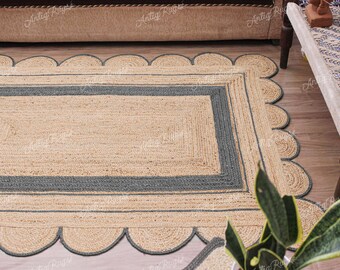 Scallop Runner Rug, Jute Scalloped Rug, Jute Runner Rug, Natural Jute ...