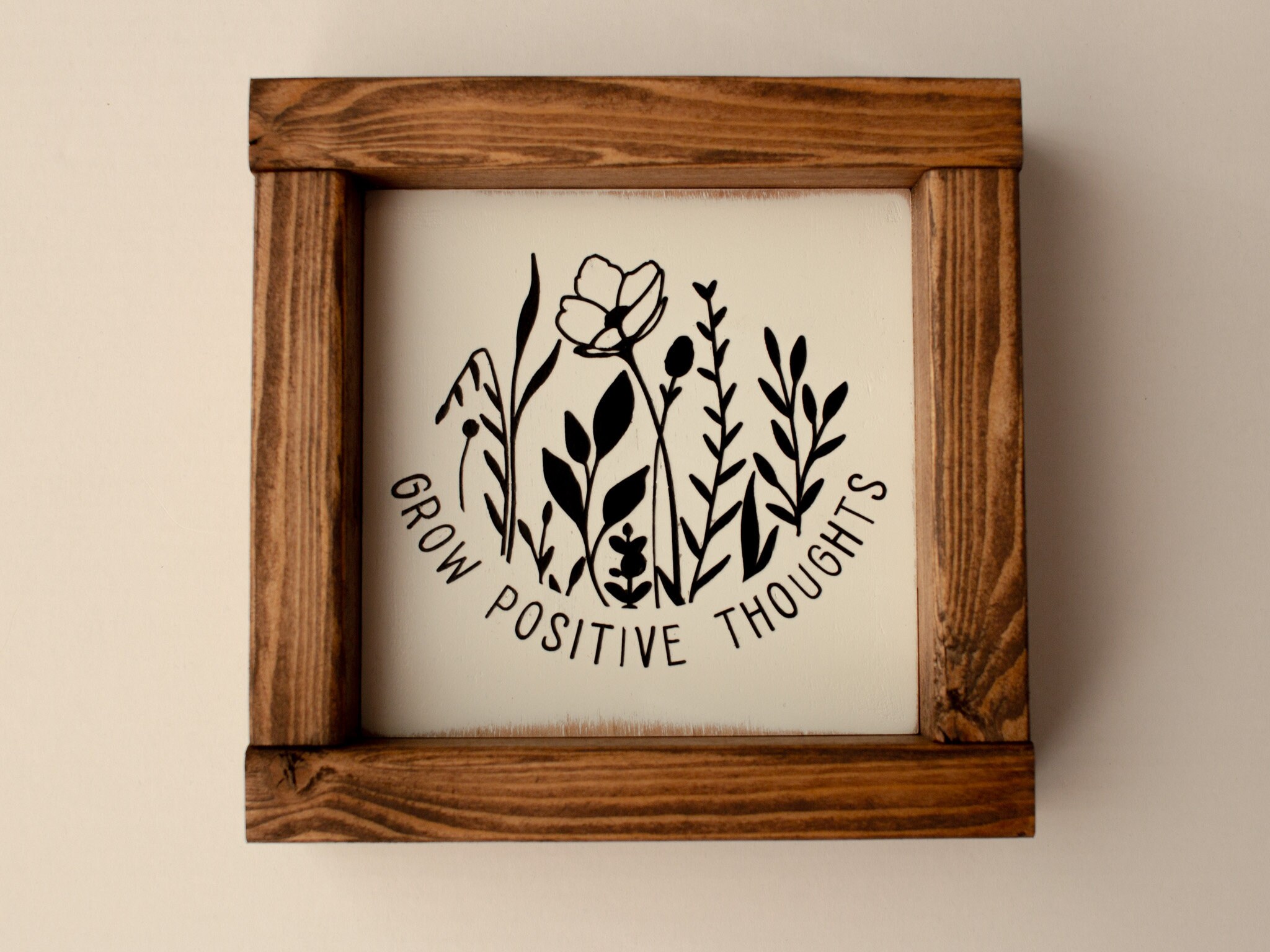 Grow Positive Thoughts Sign: Handcrafted Farmhouse Wood Decor - Etsy