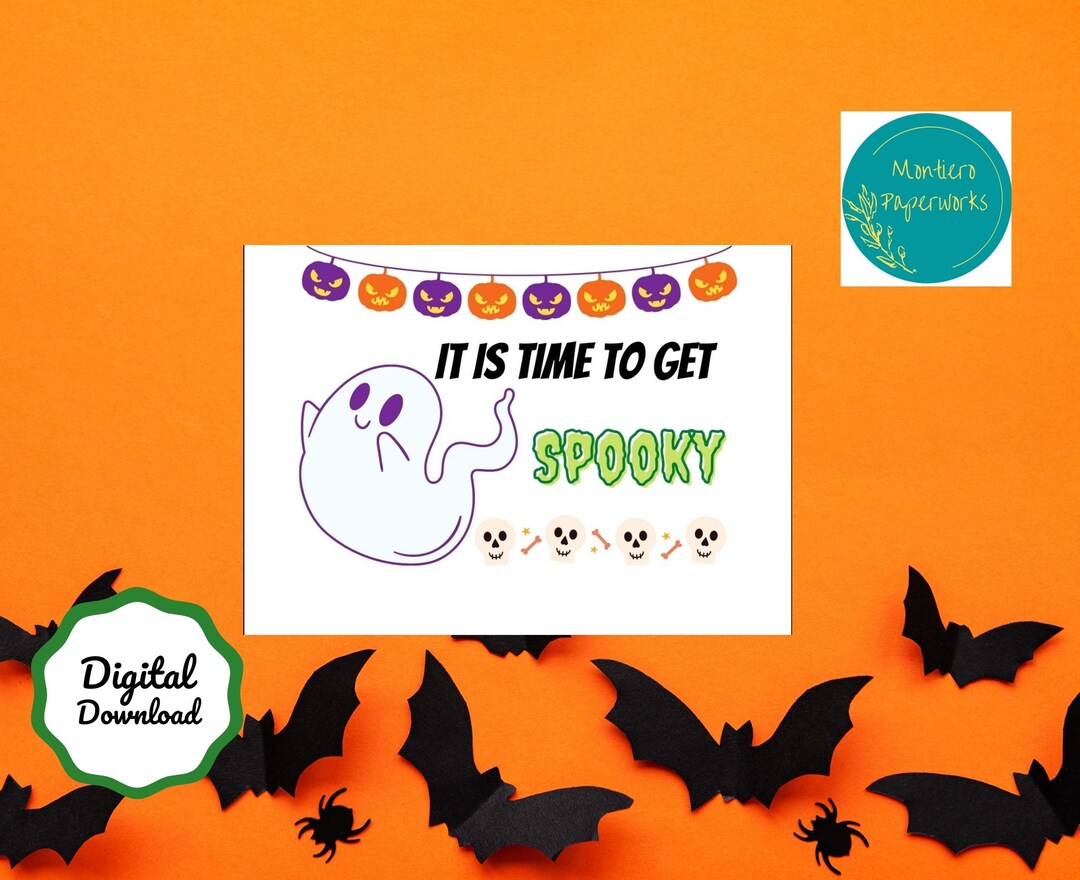 Time to Get Spooky, Halloween Themed Card, Happy Halloween, 7x5 Inches ...