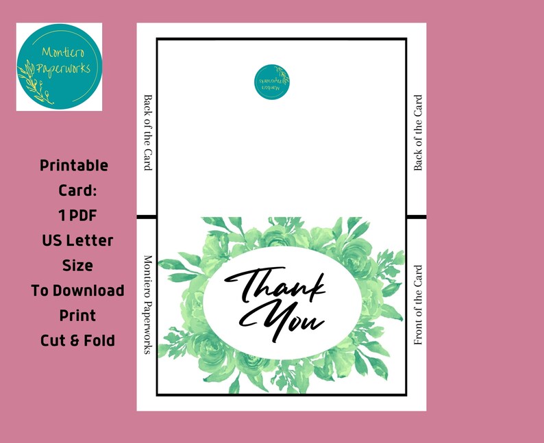 Thank You Card, Gratitude Card, Printable Card, Blank Card, Digital ...