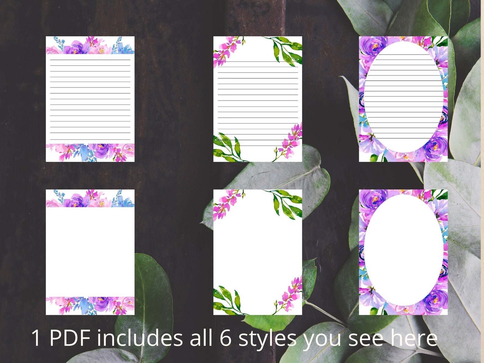 Pink Floral Stationary Set 6 Different Designs Included - Etsy