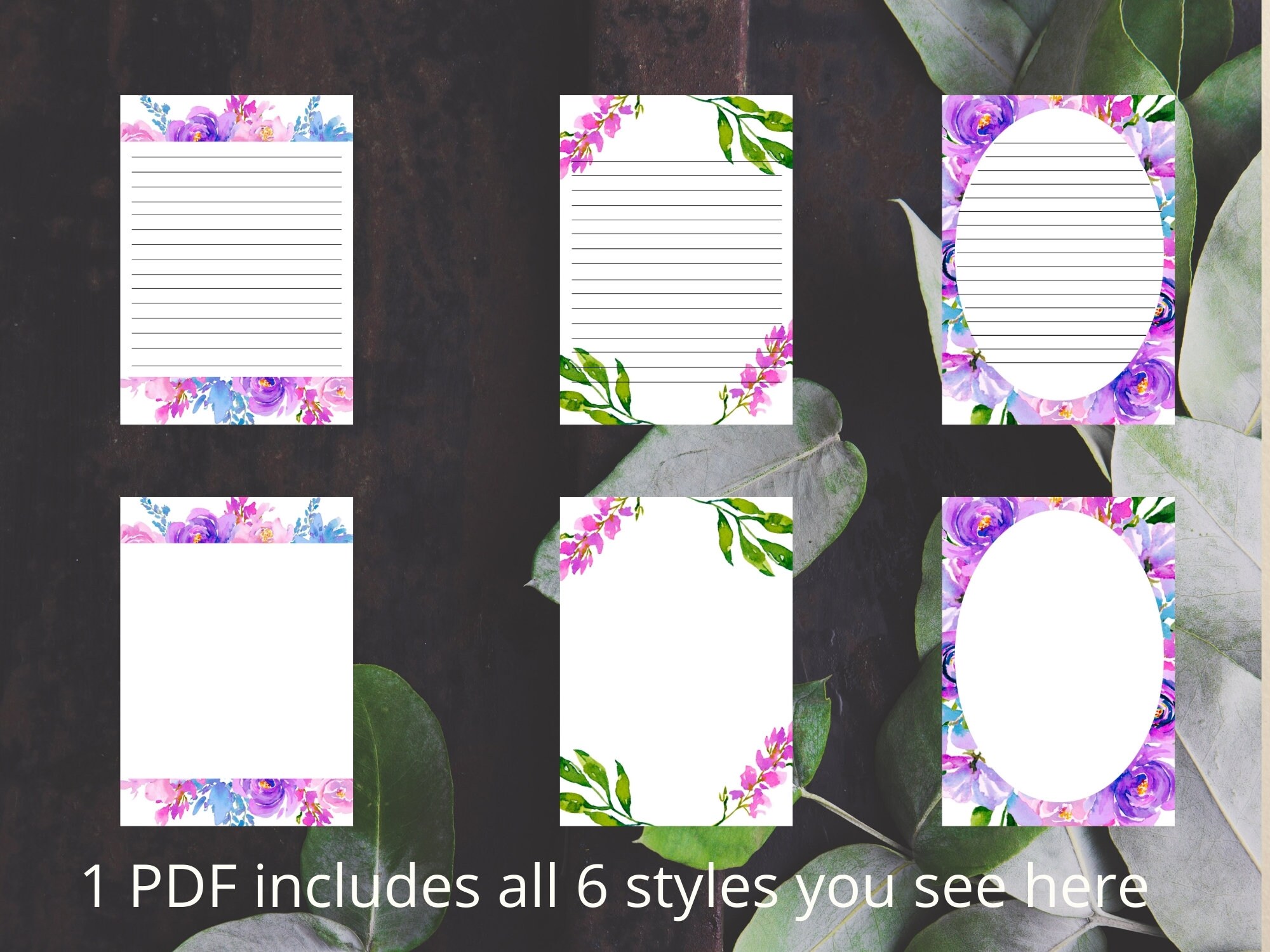 Pink Floral Stationary Set 6 Different Designs Included - Etsy