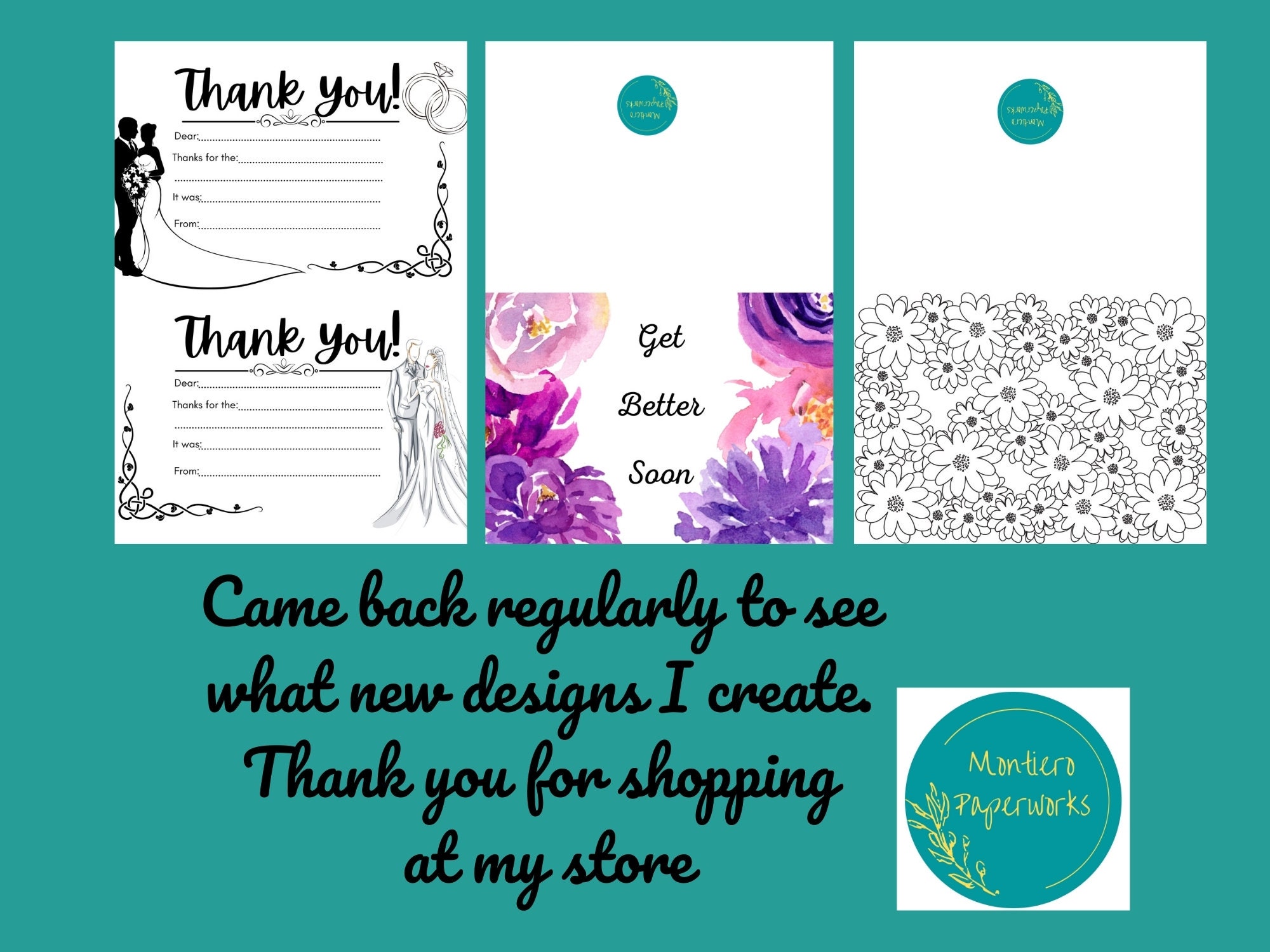 6 Different Stationery Designs, Floral Designed Lined and Unlined Pages ...