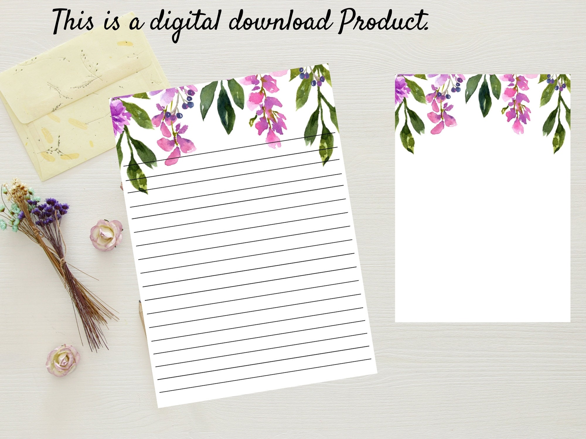 6 Different Stationery Designs, Floral Designed Lined and Unlined Pages ...