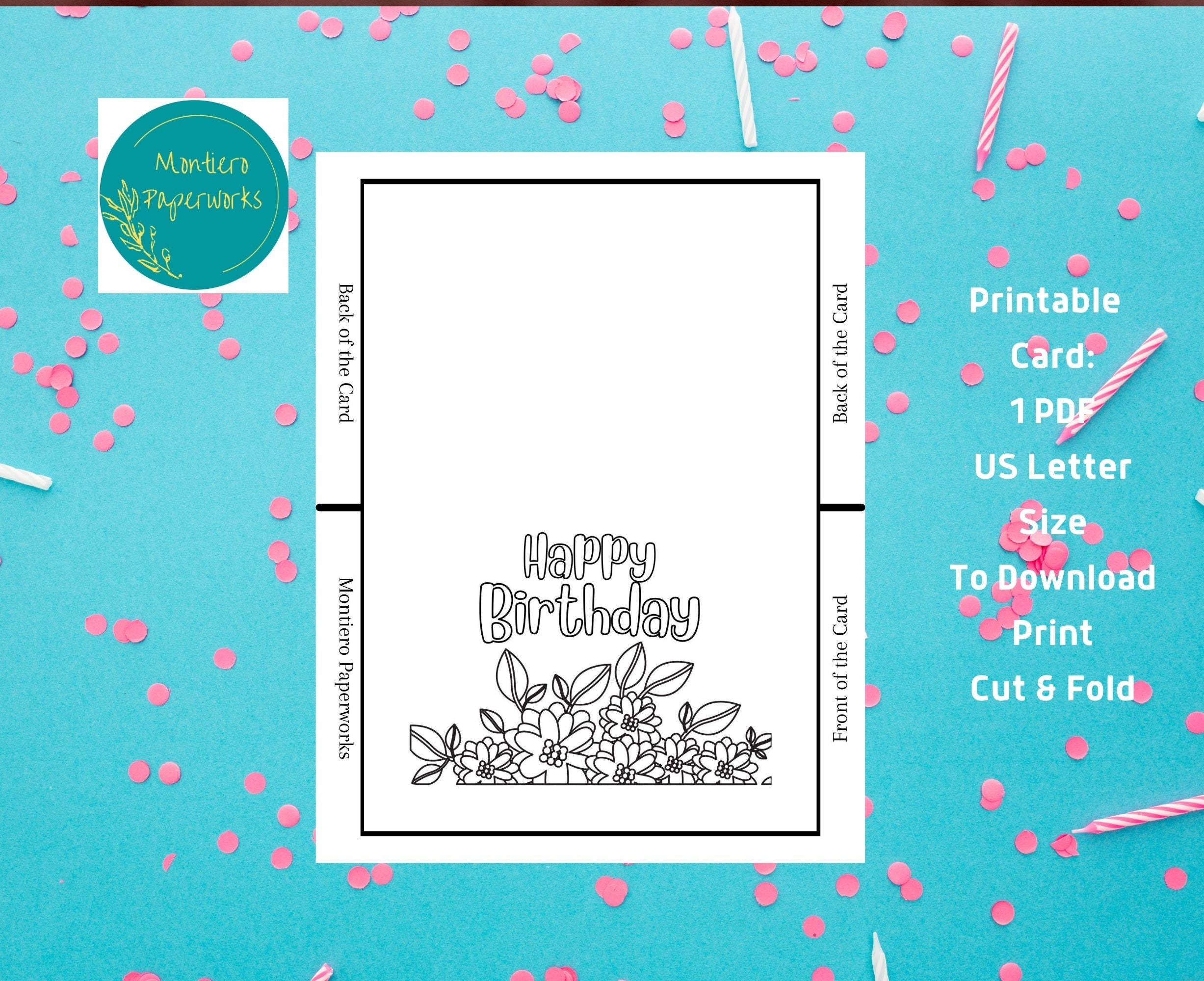 Happy Birthday Card, Coloring Card, Kids Card, Hand Writing Paper for ...