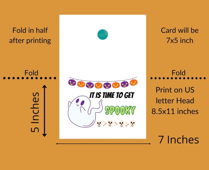 Time to Get Spooky, Halloween Themed Card, Happy Halloween, 7x5 Inches ...