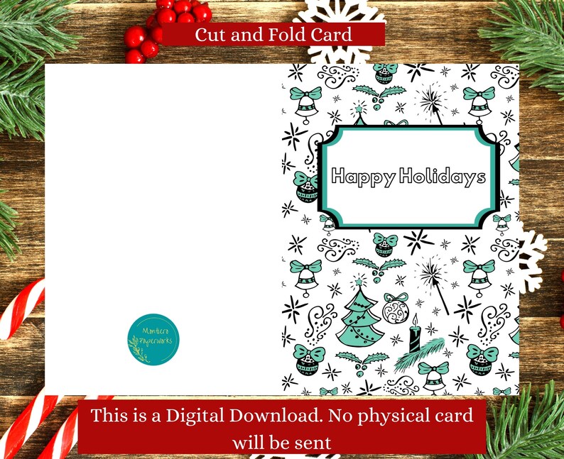 Happy Holiday Card, Christmas Card, Printable Card, Downloadable Card ...