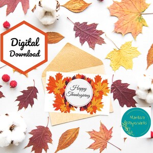 Printable Happy Thanksgiving Card Instant Download 7x5 Inch Card ...