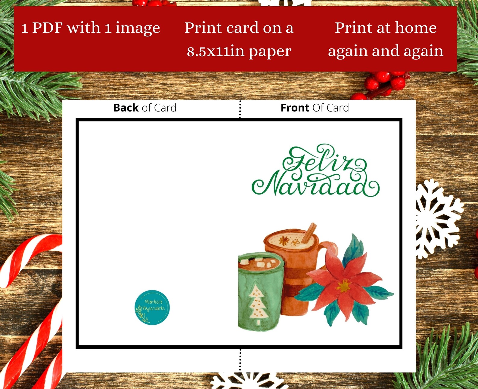 Feliz Navidad, Merry Christmas Card, Feliz Navidad Card, Printable Card ...