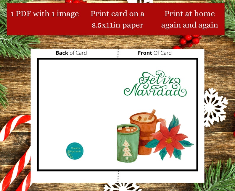Feliz Navidad, Merry Christmas Card, Feliz Navidad Card, Printable Card ...