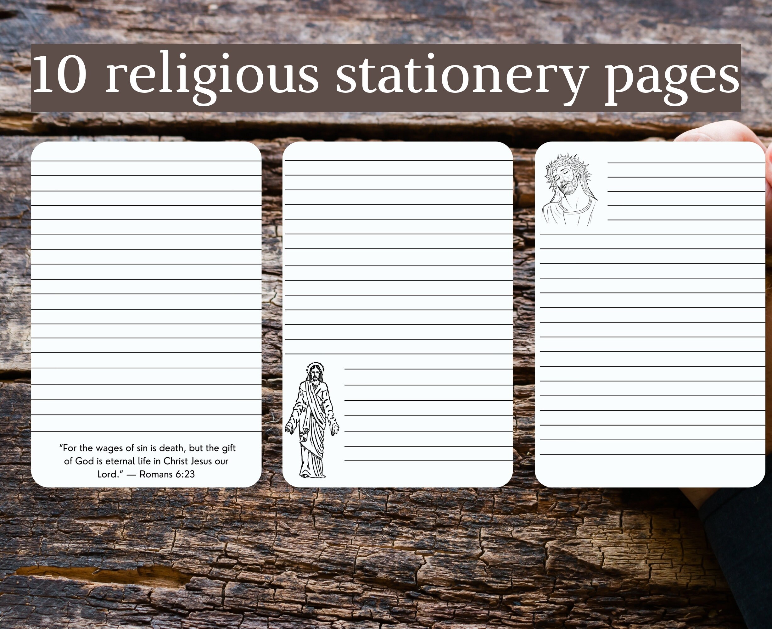 10 Religious Stationery Pages, 5 With Bible Verse & 5 With Biblical ...