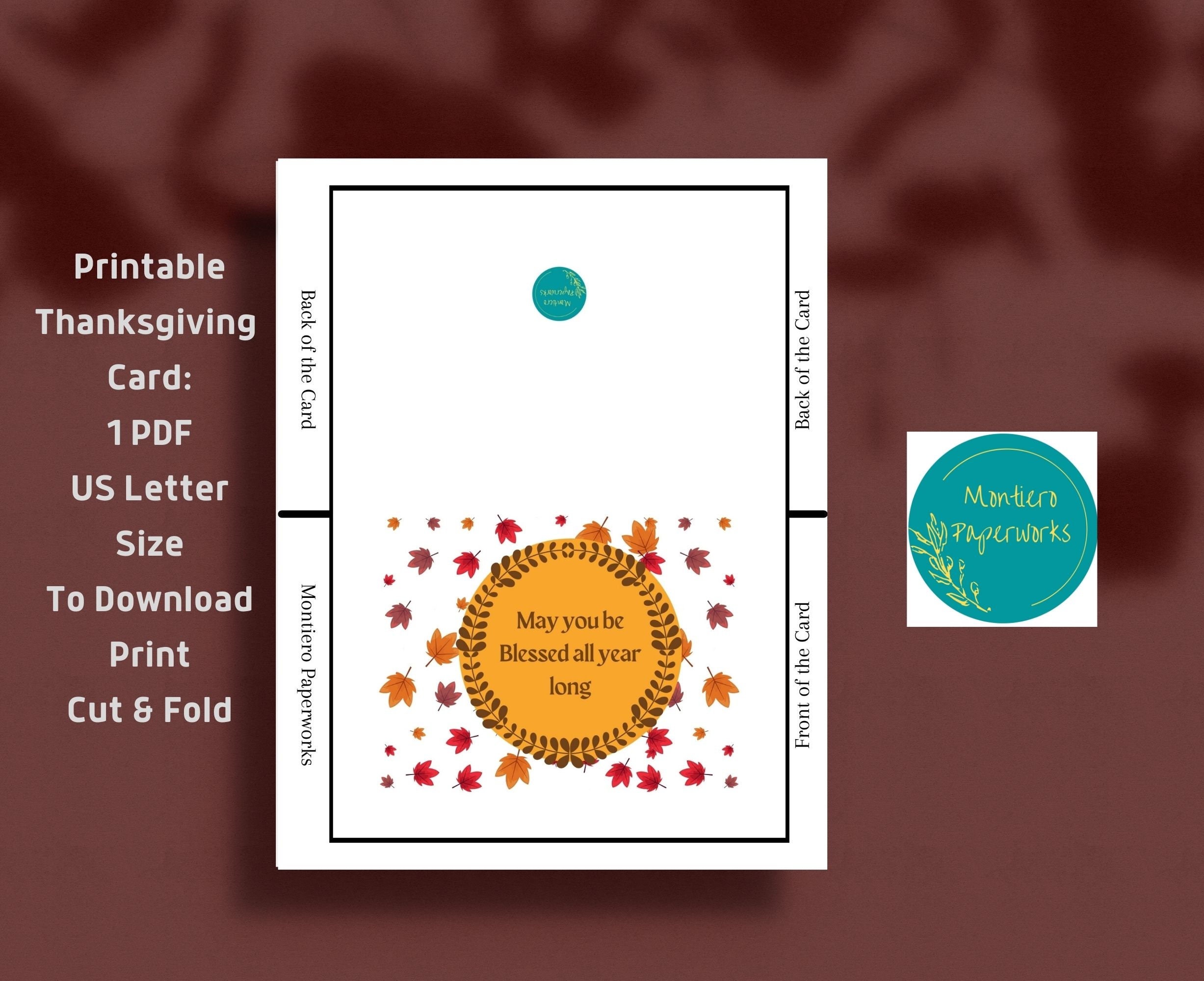 Thanksgiving Card, Blank Card, Printable Card, 7x5in Card - Etsy