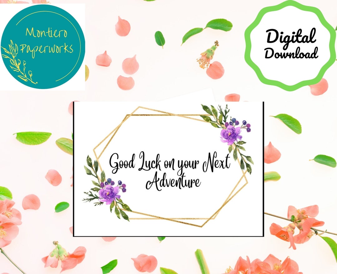 Good Luck on Your Next Adventure, Wishing You Well, Purple Floral ...