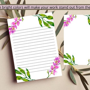 Pink Floral Stationary Set, 6 Different Designs Included, Lined and ...