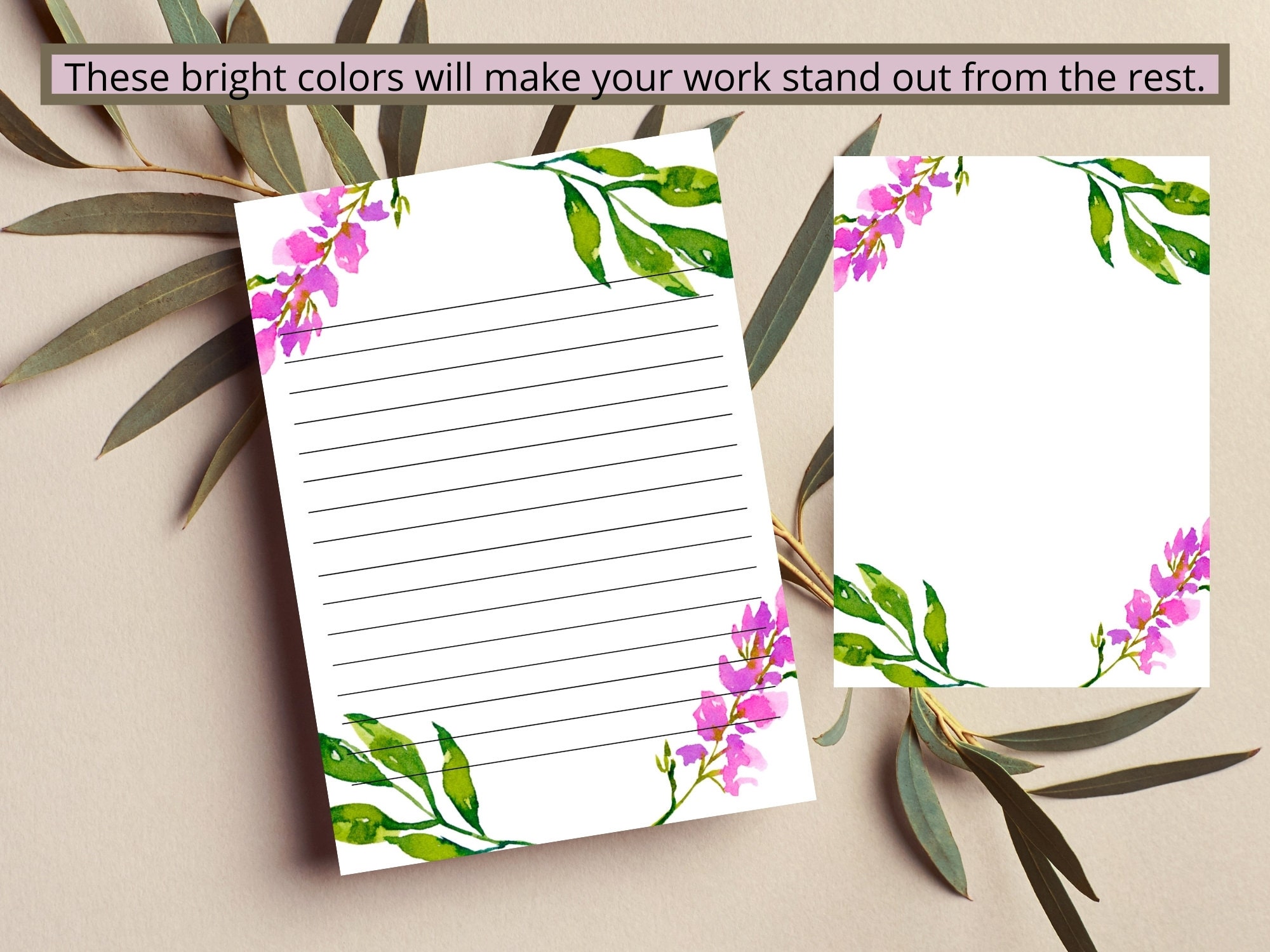 Pink Floral Stationary Set 6 Different Designs Included - Etsy