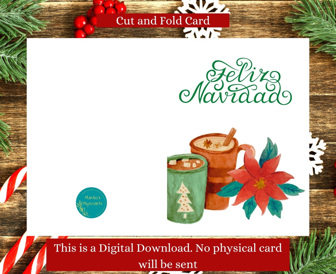 Feliz Navidad, Merry Christmas Card, Feliz Navidad Card, Printable Card ...