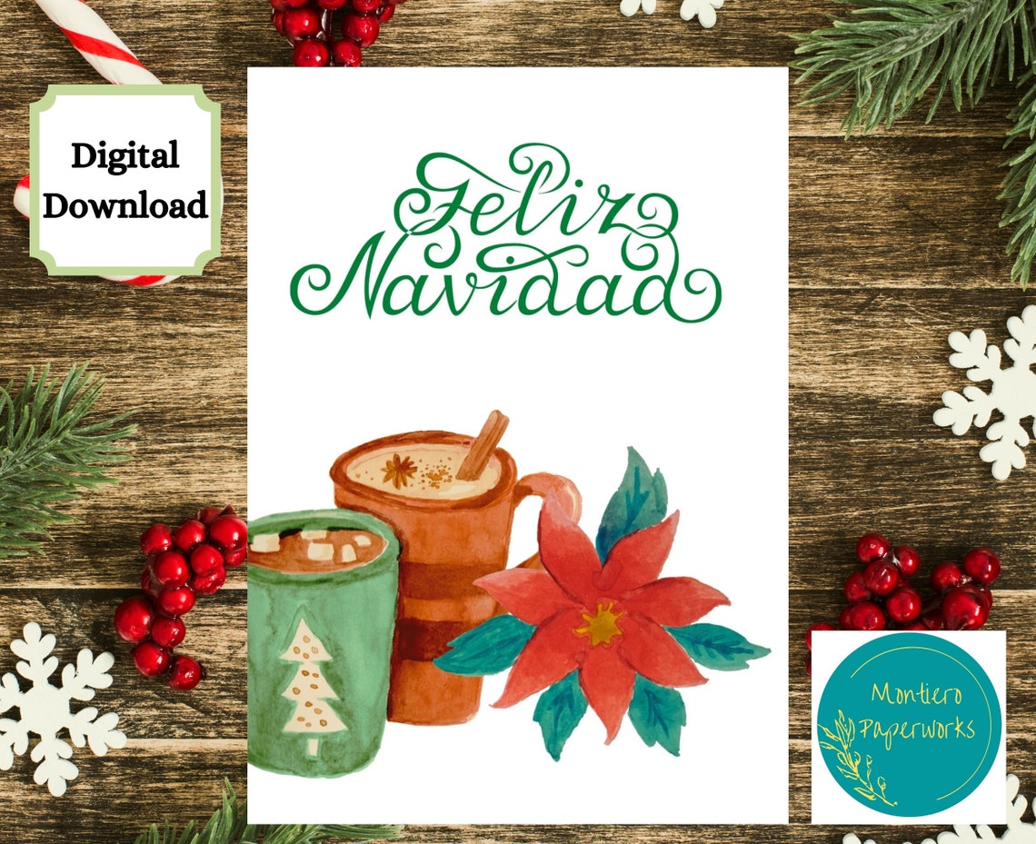 Feliz Navidad, Merry Christmas Card, Feliz Navidad Card, Printable Card ...