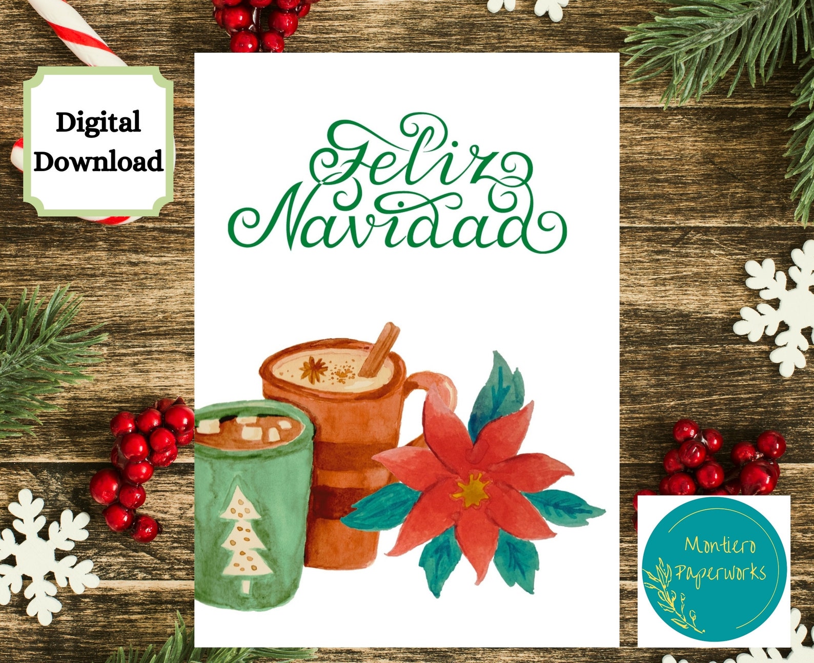 Feliz Navidad, Merry Christmas Card, Feliz Navidad Card, Printable Card ...