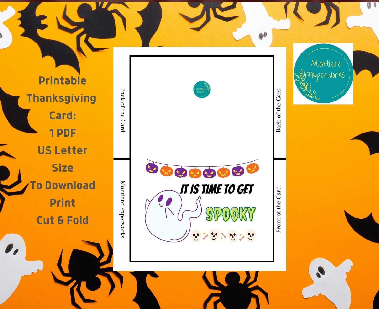 Time to Get Spooky, Halloween Themed Card, Happy Halloween, 7x5 Inches ...