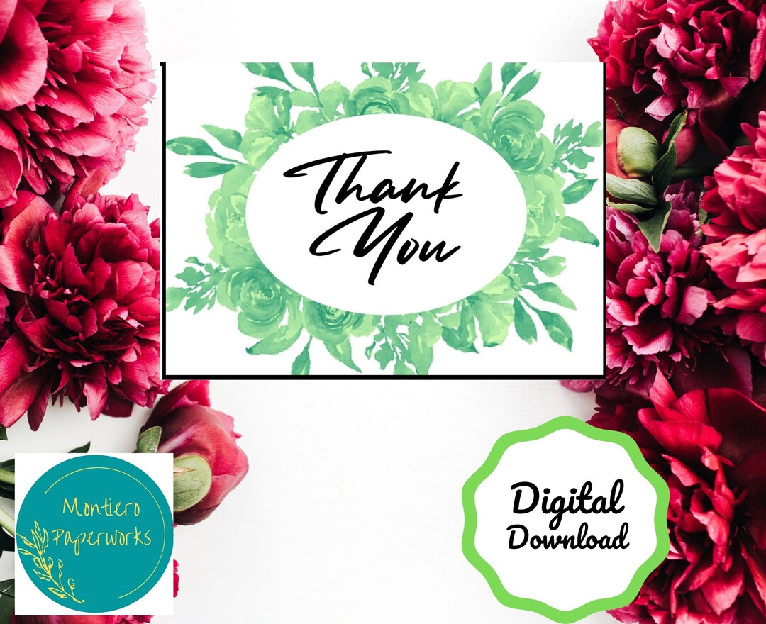 Thank You Card, Gratitude Card, Printable Card, Blank Card, Digital ...