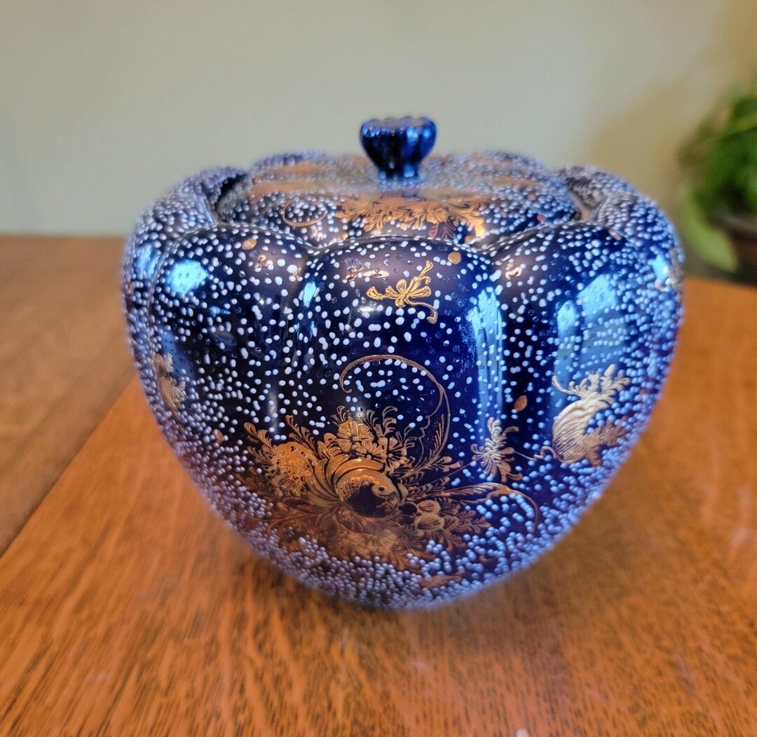 Satsuma Blue White Spots Gold Rose Lidded Jar - Etsy