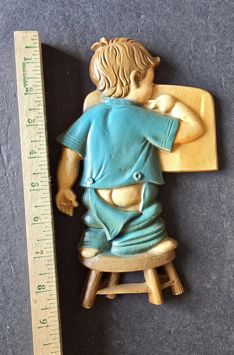 Vintage 1966 Sexton USA Cast Metal Wall Plaque Boy at Chalkboard ...