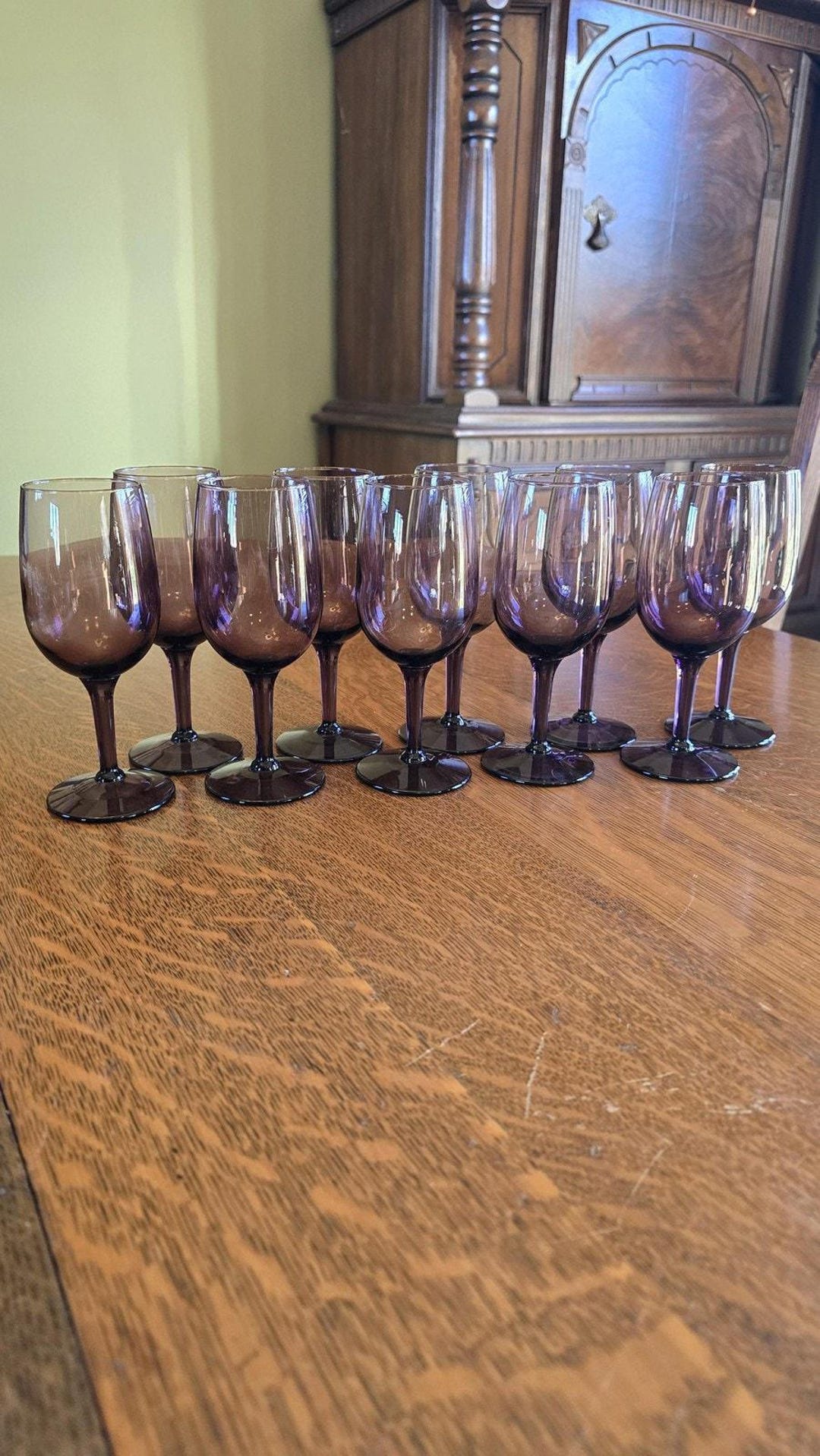 Vintage Amethyst Purple Wine Glasses Set of 10 Stemmed Goblets Stemware ...