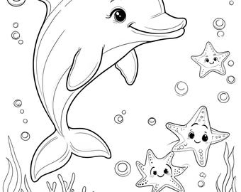 Shark Ocean Life Coloring Page for Kids - Etsy