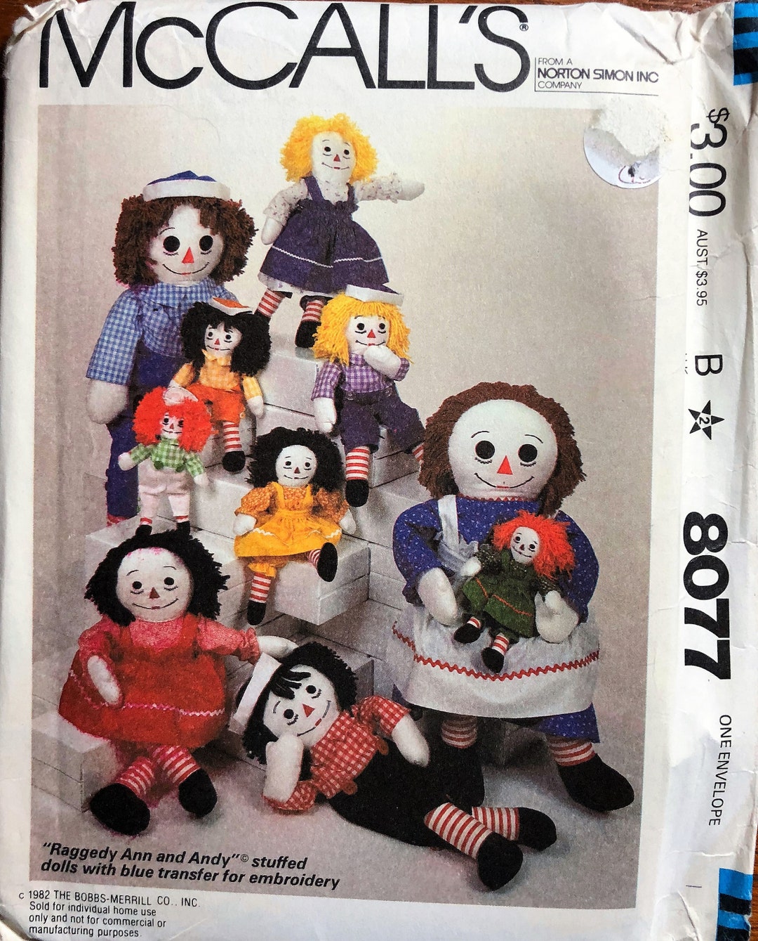 Raggedy Ann Pattern, Raggedy Ann & Andy Stuffed Doll Pattern, Vintage ...