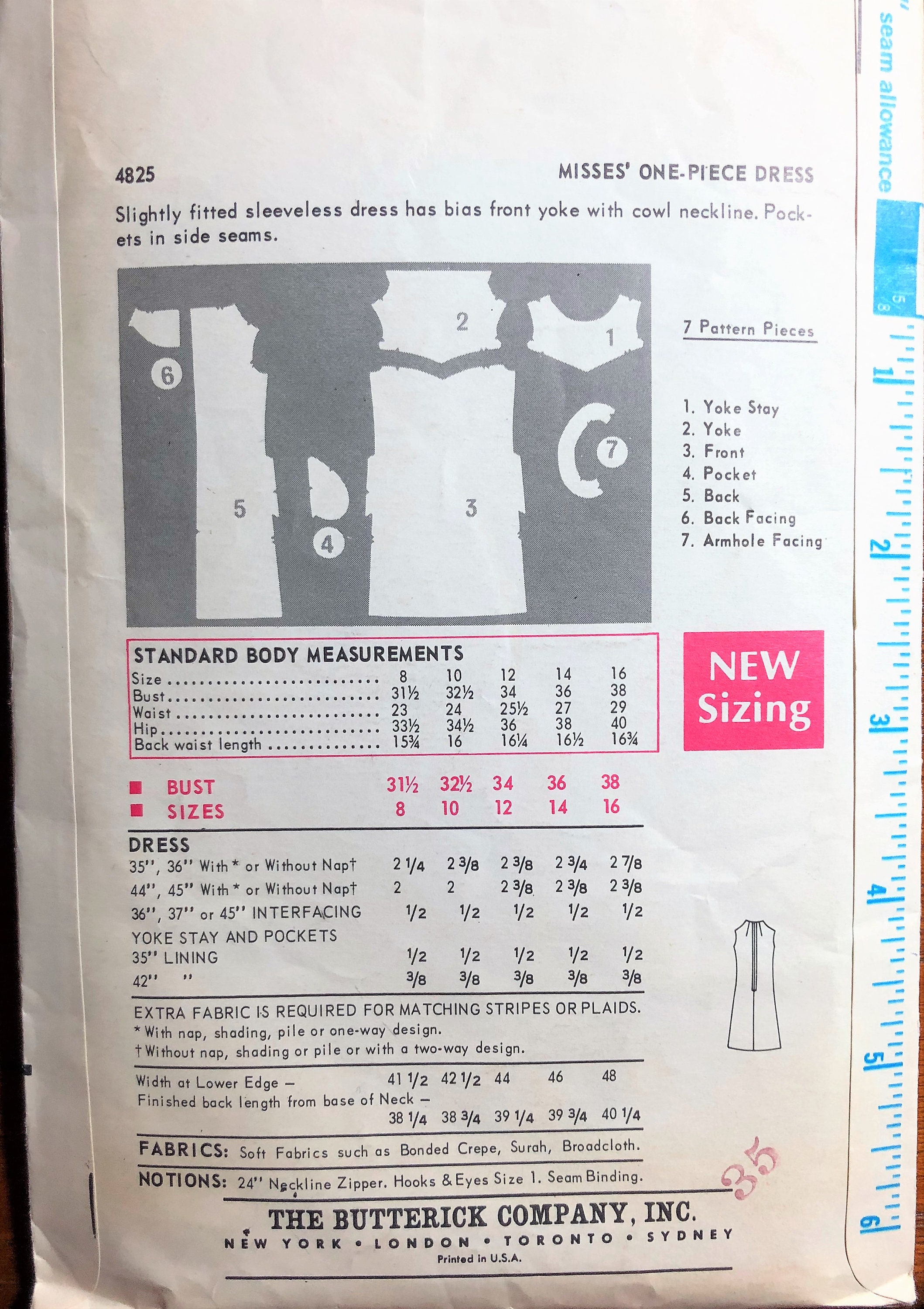 One Piece Dress Pattern, 1960s Easy Dress Pattern, Vintage Butterick ...