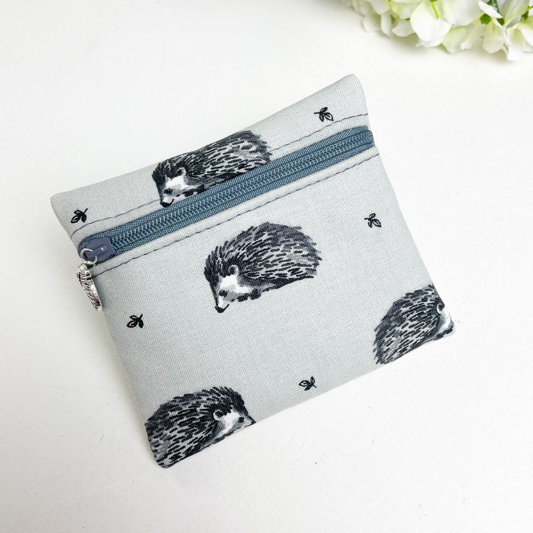 Hedgehog Coin Purse, Cute Hedgehog Print, Zipped Purse, Stocking Filler ...