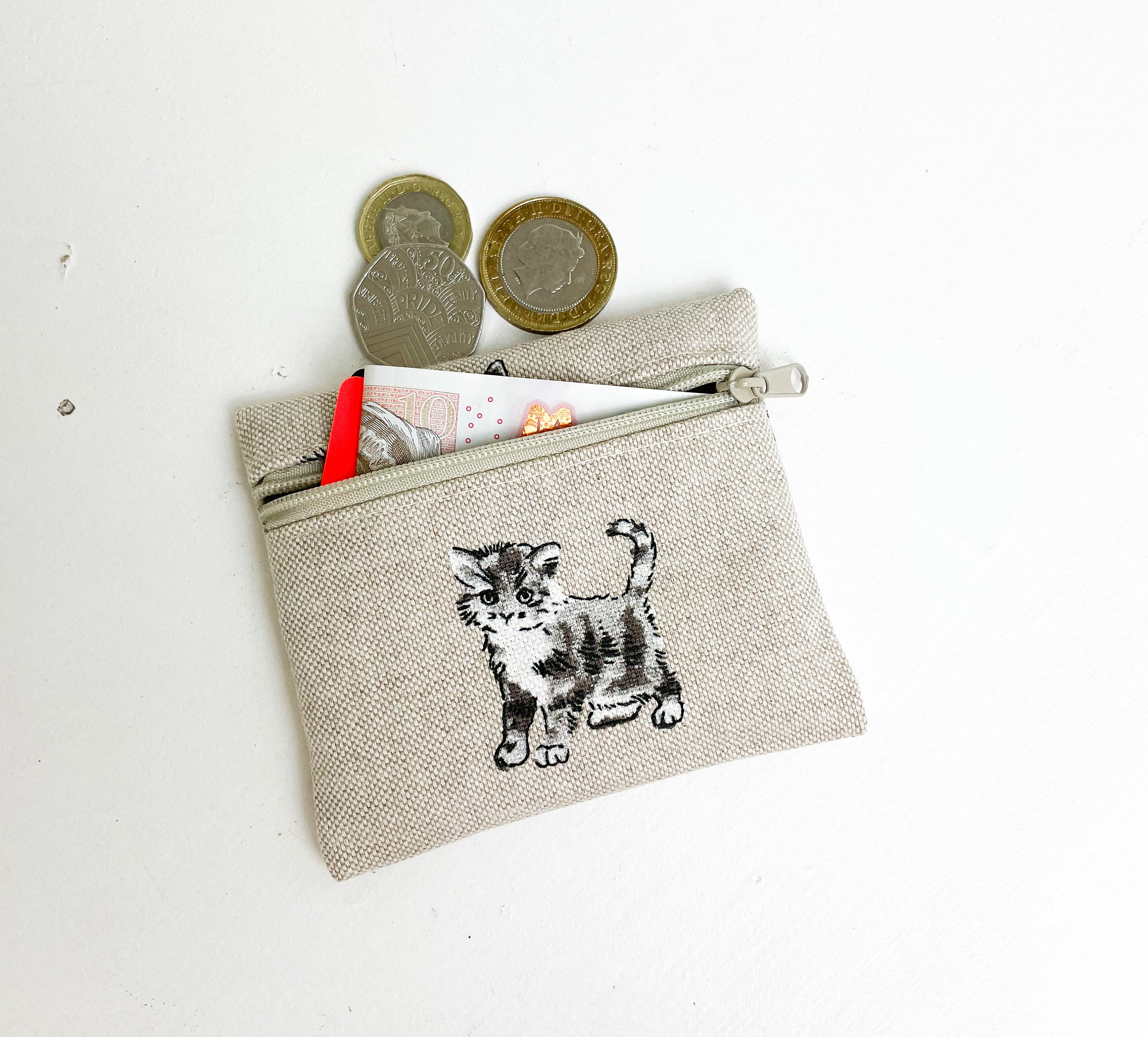 Cat Coin Purse, Kitty Coin Purse, Zipped Purse, Teacher Gift, Cat ...