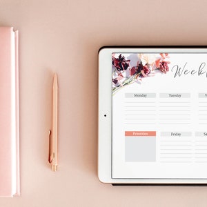 Weekly Planner A4 | Floral Boho Week Plan With Priorities Box| Work ...