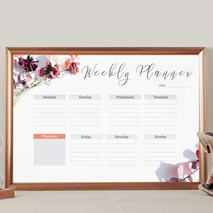 Weekly Planner A4 | Floral Boho Week Plan With Priorities Box| Work ...