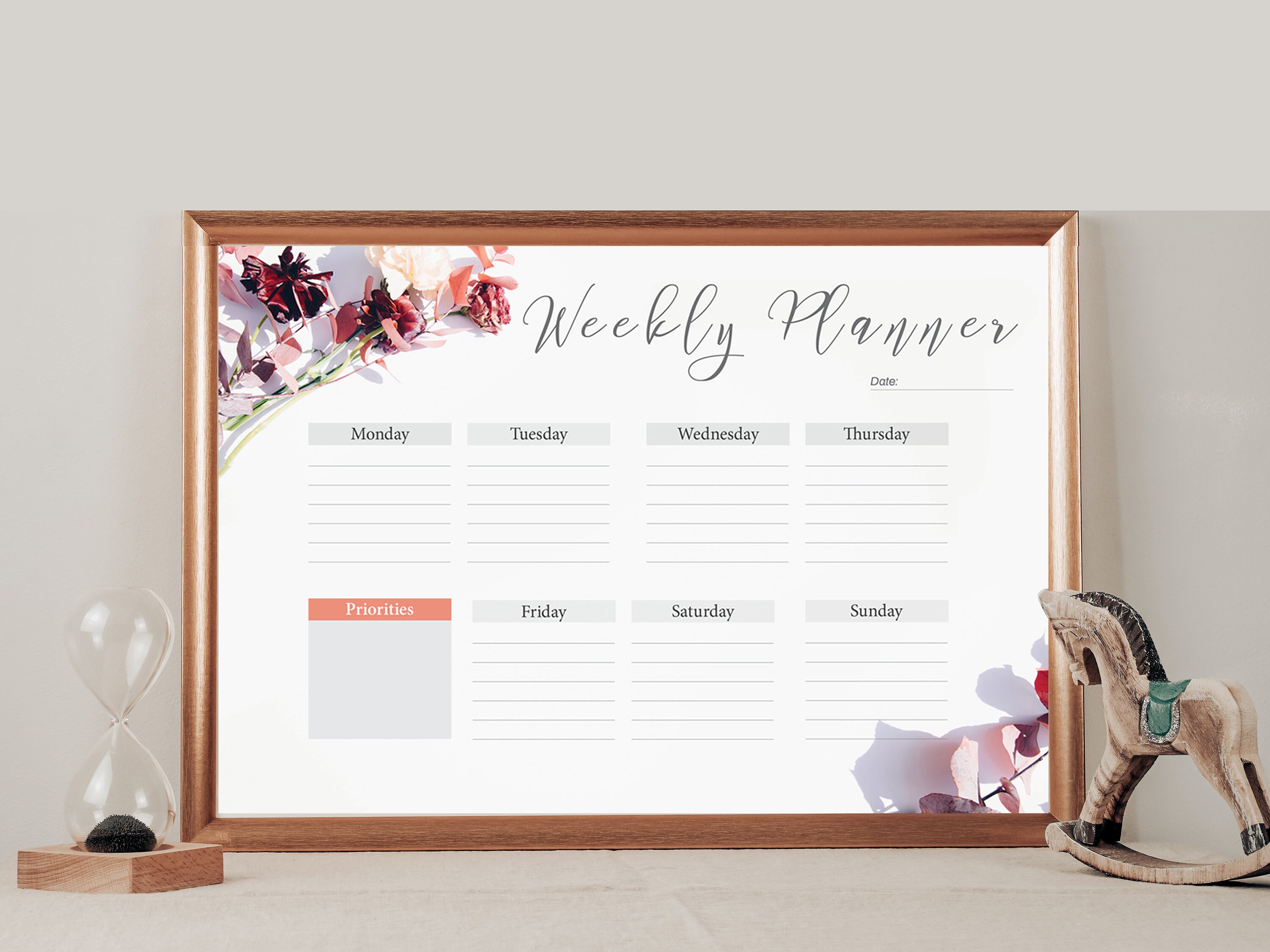 Weekly Planner A4 | Floral Boho Week Plan With Priorities Box| Work ...
