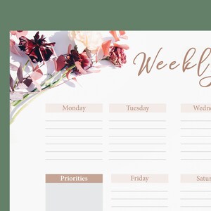 Weekly Planner A4 | Floral Boho Week Plan With Priorities Box| Work ...