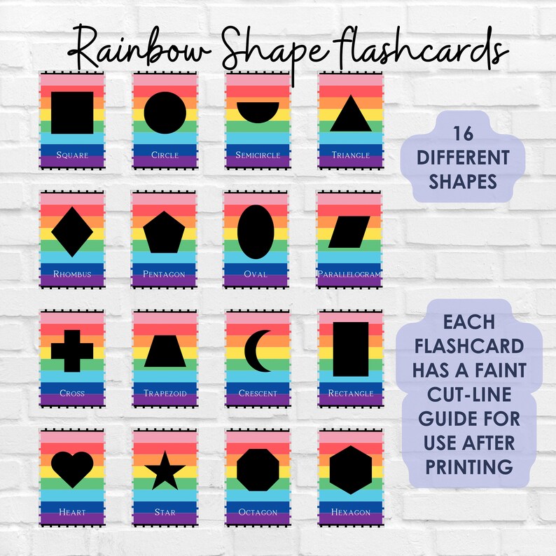 Shape Flashcards, Geometric Printables, Montessori Cards, Educational ...