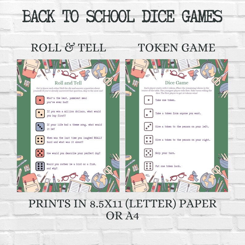 Kids Dice Game, Back to School Games, Kids Party Games, Classroom Game ...
